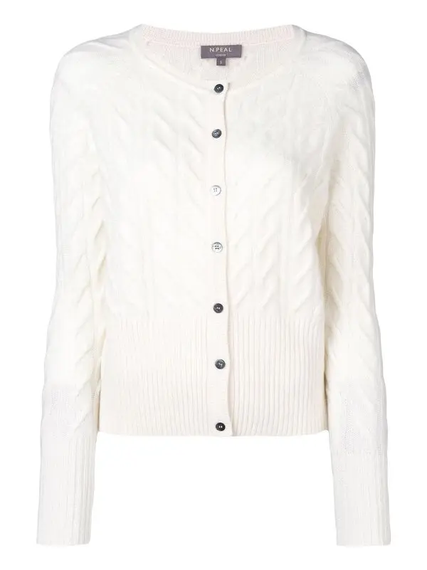 N.peal Cable Knit Cardigan - Neutrals