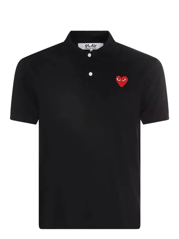 Play Comme Des Garcon Heart-patch Polo Shirt - Black