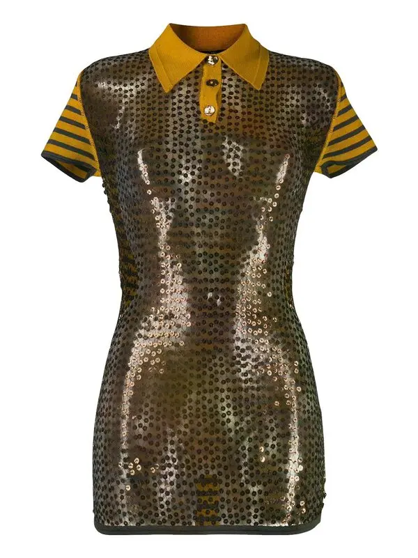Jean Paul Gaultier 1990 Sequin Polo Shirt - Brown