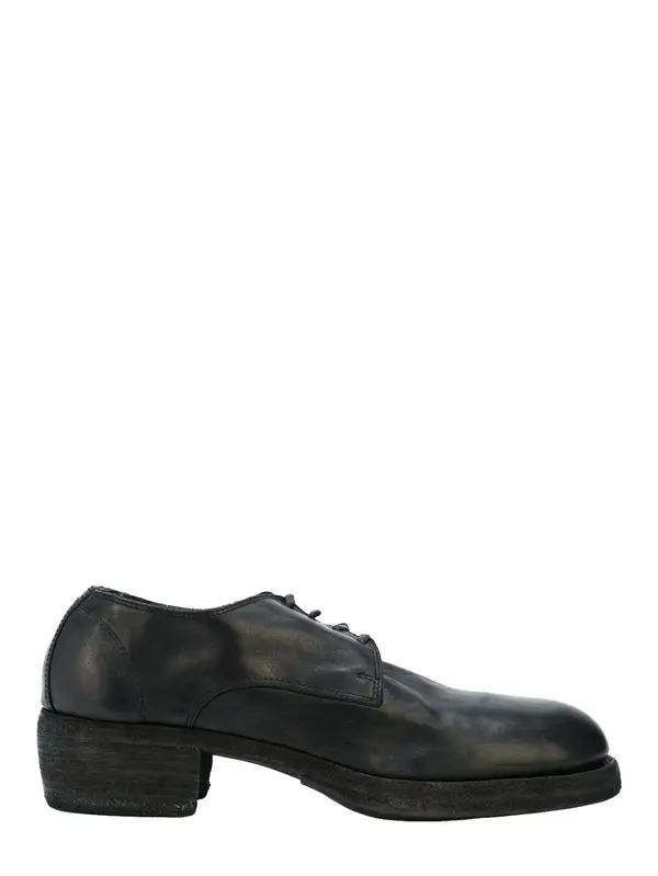Guidi Round Toe Lace Up Derby Shoes - Black
