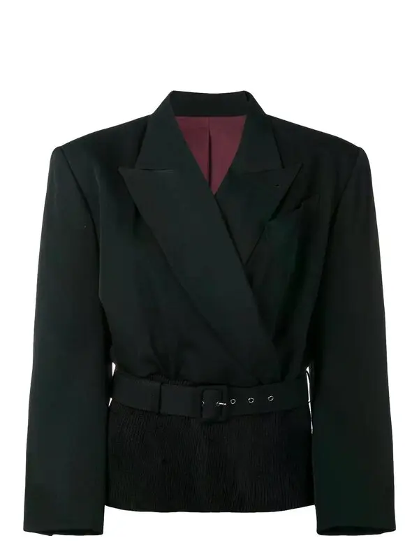 Jean Paul Gaultier Ribbed Waist Blazer - Black