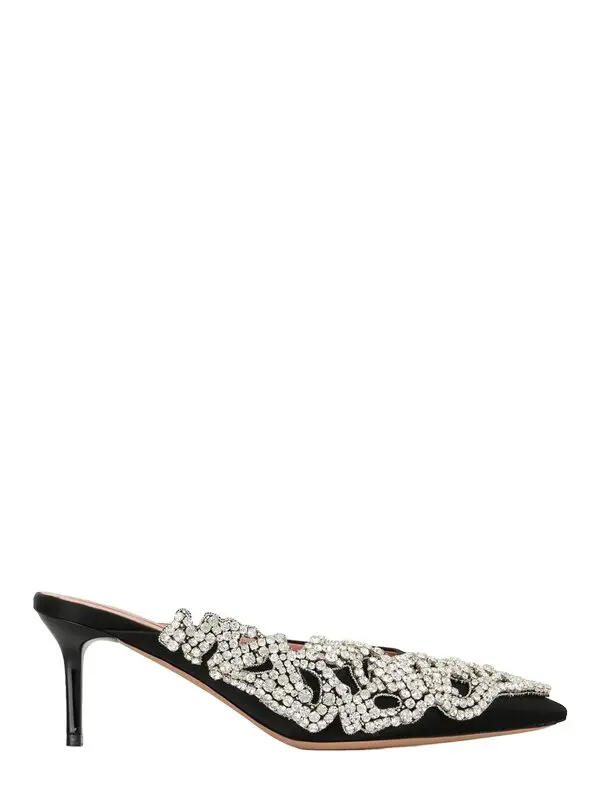 Rochas Pointed Embellished Mules - Black