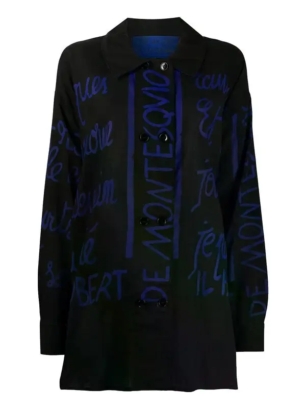 JC DE CASTELBAJAC 1980s Handwriting Print Oversized Shirt - Black