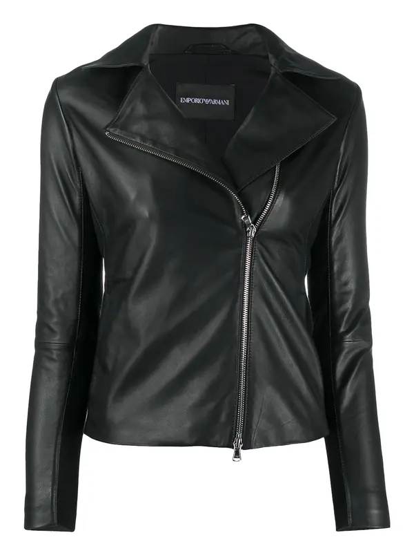 Emporio Armani Zipped Biker Jacket - White