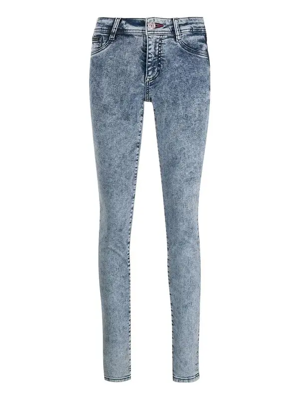 Philipp Plein Acid Wash Denim Leggings - Blue