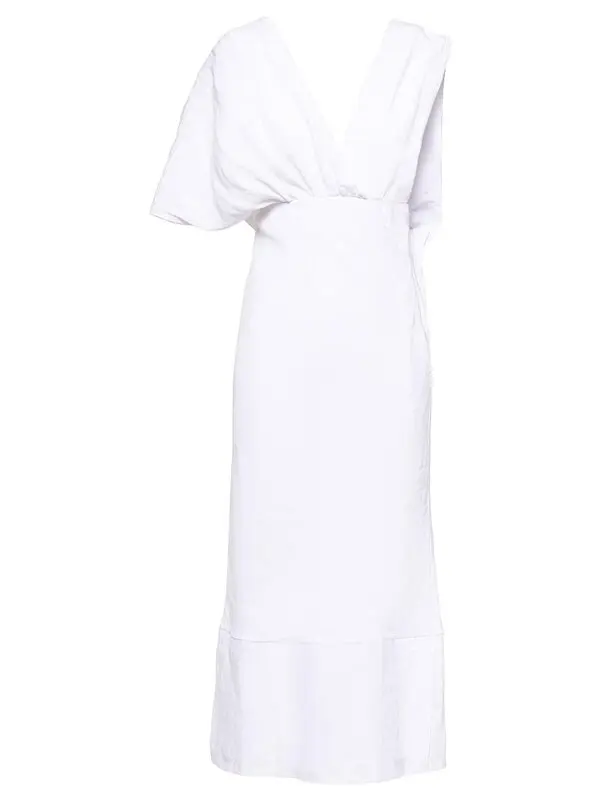 Miu Miu V-neck Midi Dress - White
