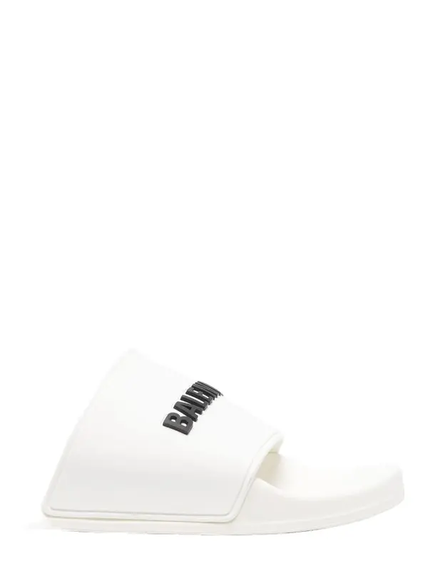 Balenciaga Logo-embossed Slides - White