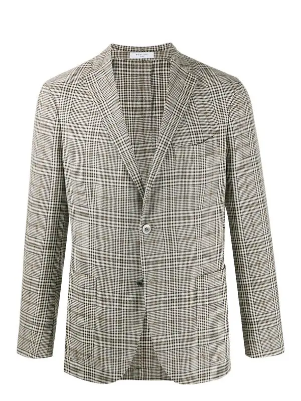 Boglioli Plaid Single-breasted Blazer - Neutrals