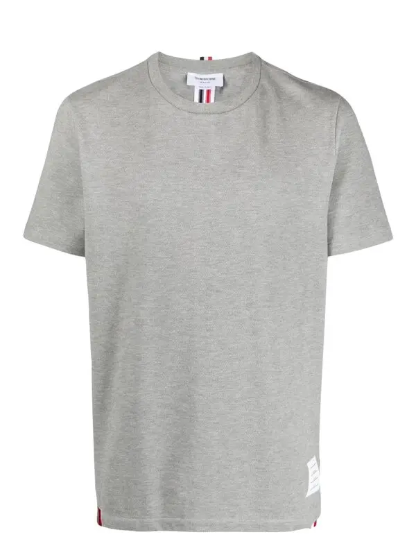 Thom Browne Rwb-stripe Piqué T-shirt - Grey