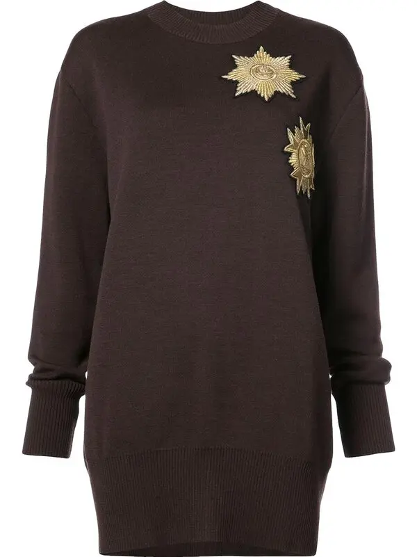 Vera Wang Metallic Patches Loose-fit Jumper - Brown
