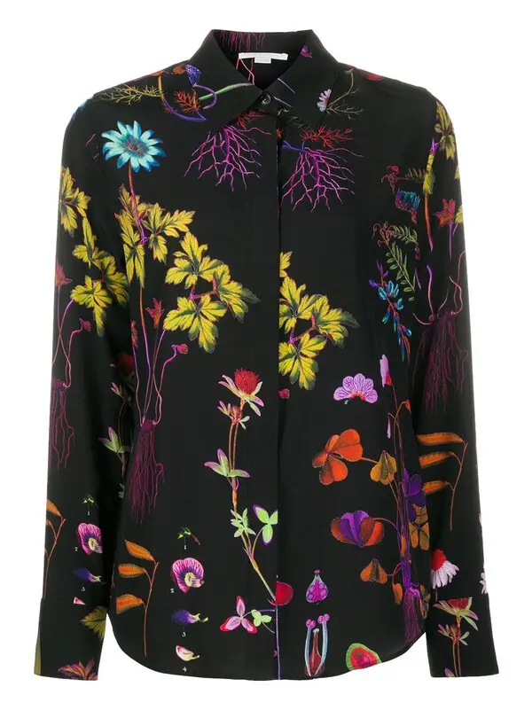 Stella McCartney Willow Silk Floral Print Shirt - Black