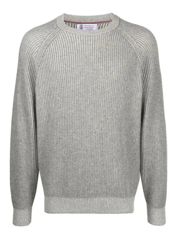 Brunello Cucinelli Ribbed Crew Neck Sweater - Grey