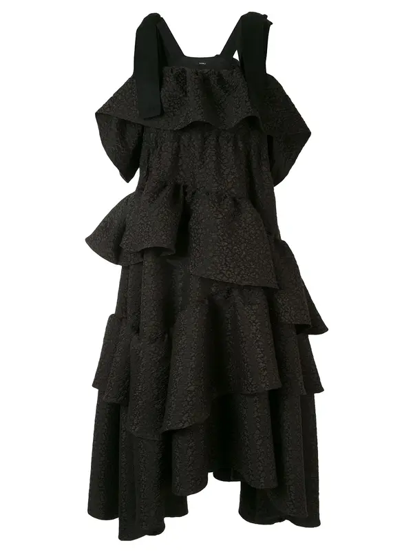 Goen.j Tiered Midi Dress - Black
