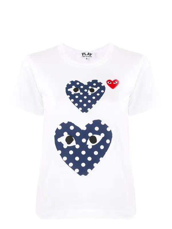 Play Comme Des Garcon Heart-print T-shirt - White
