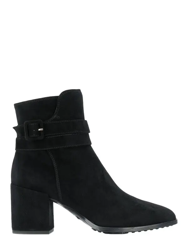 TOD'S Suede Buckle Detail Ankle Boots - Black