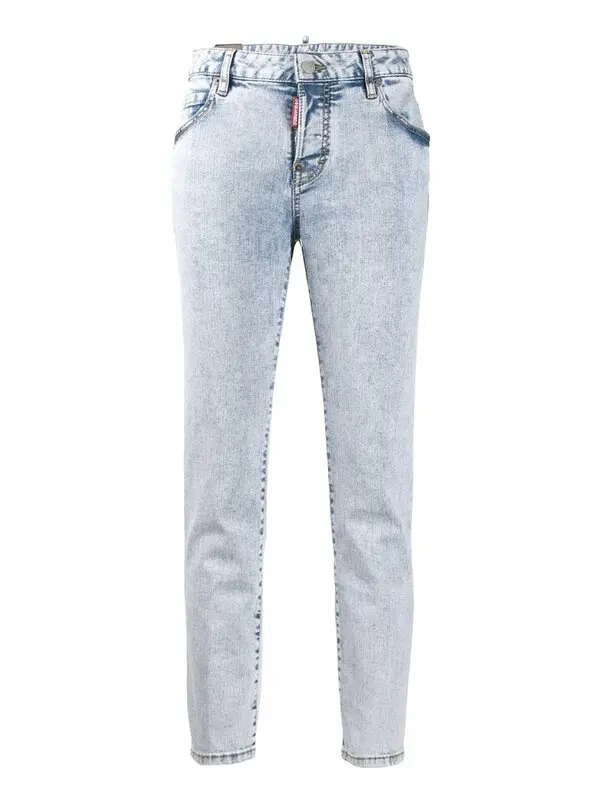 Dsquared2 Straight Leg Acid Wash Jeans - Blue