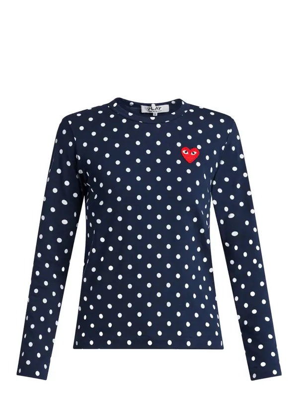 Play Comme Des Garcon Polka Dot Heart Logo T-shirt - Blue