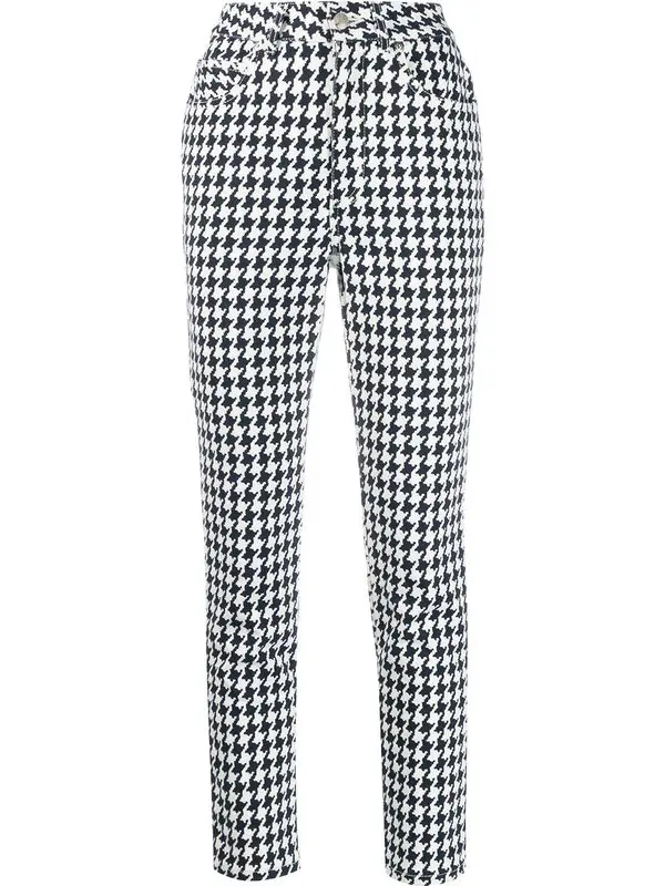 Alexander McQueen Houndstooth Print Skinny Jeans - White