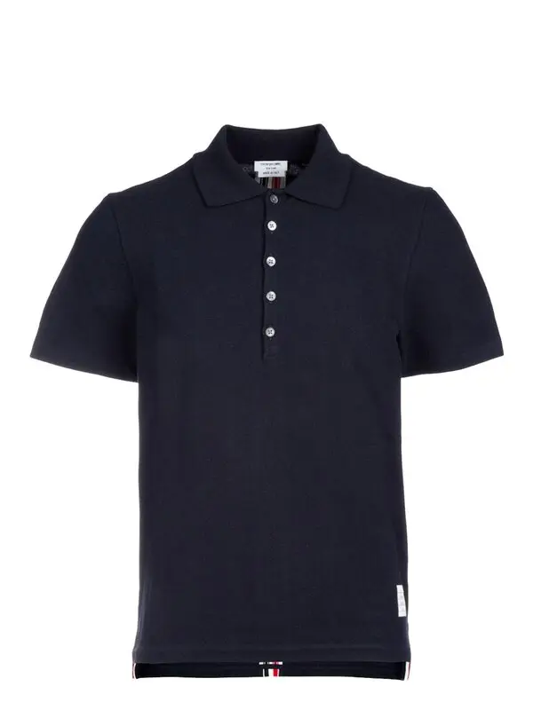 Thom Browne Center-back Stripe Piqué Polo - Blue