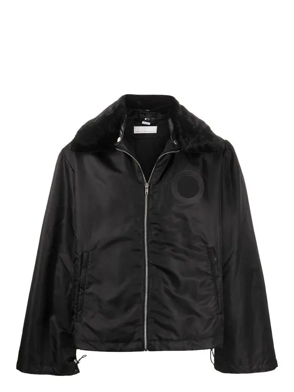 Random Identities Wide Collar Padded Jacket - Black
