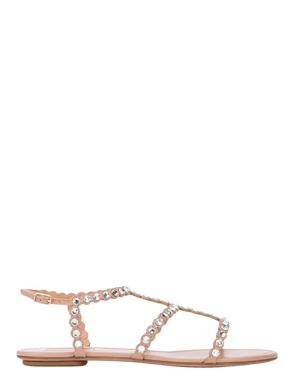 AQUAZZURA Tequila Crystal-embellished Sandals - Neutrals