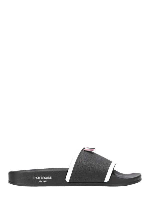 Thom Browne Grosgrain Loop Tab Slides - Black