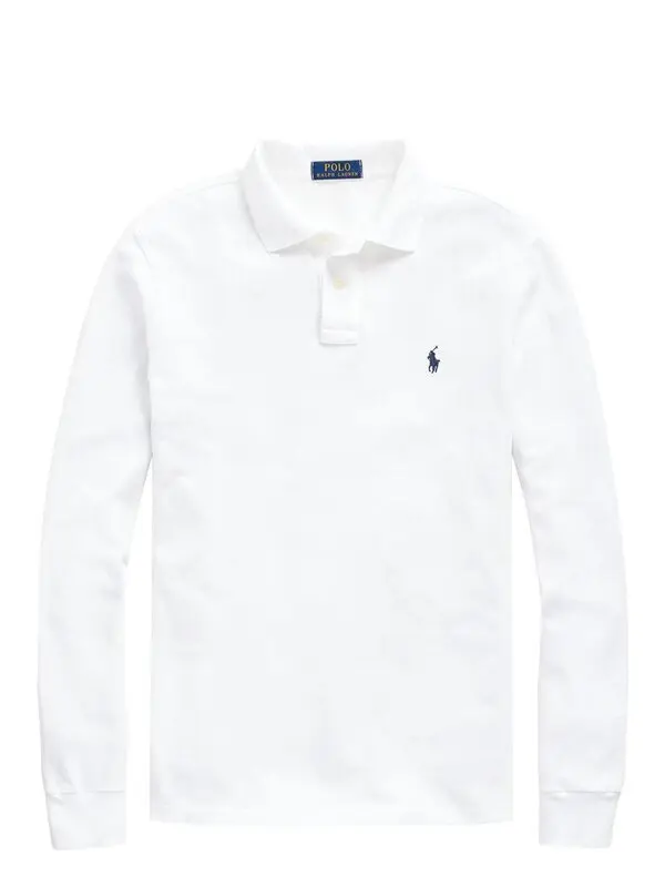 Polo Ralph Lauren Logo Embroidered Long-sleeve Polo Shirt - White