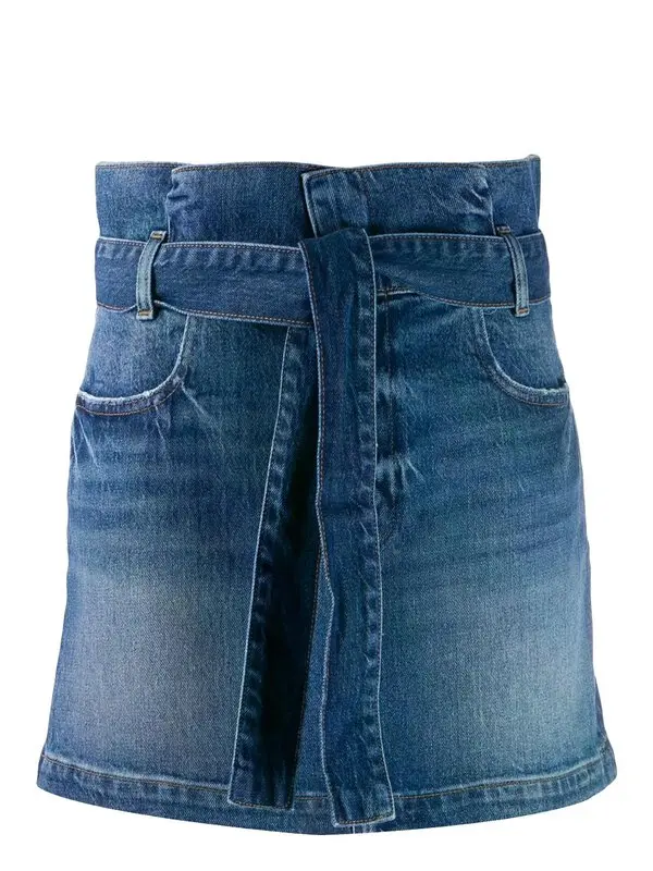 FRAME Paperbag Waist Denim Skirt - Blue