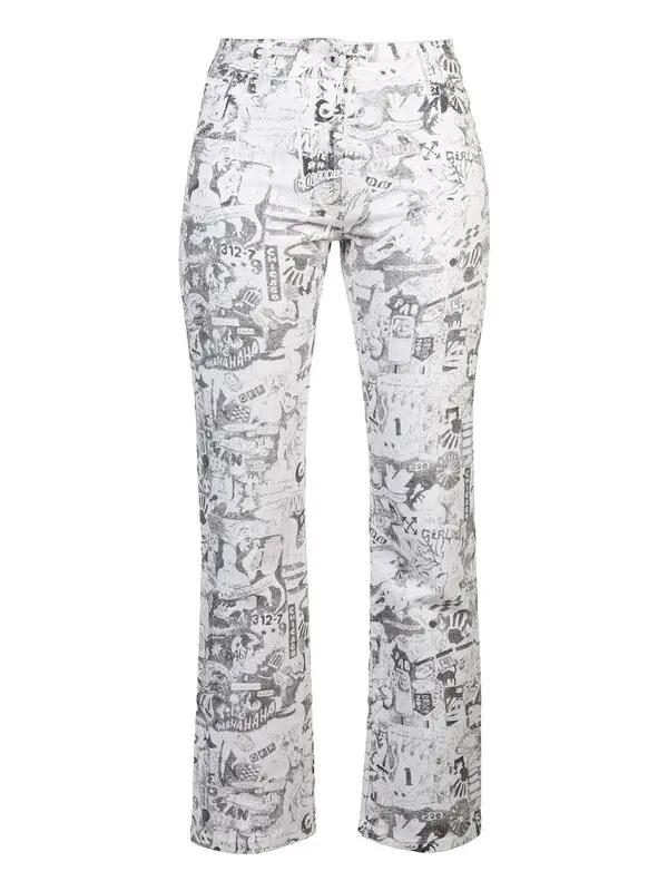 Off-White Cartoon-printed Straight Jeans - White