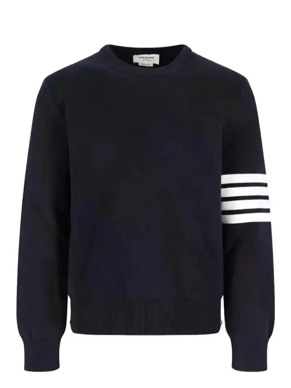 Thom Browne Cotton Crepe 4-bar Pullover - Blue