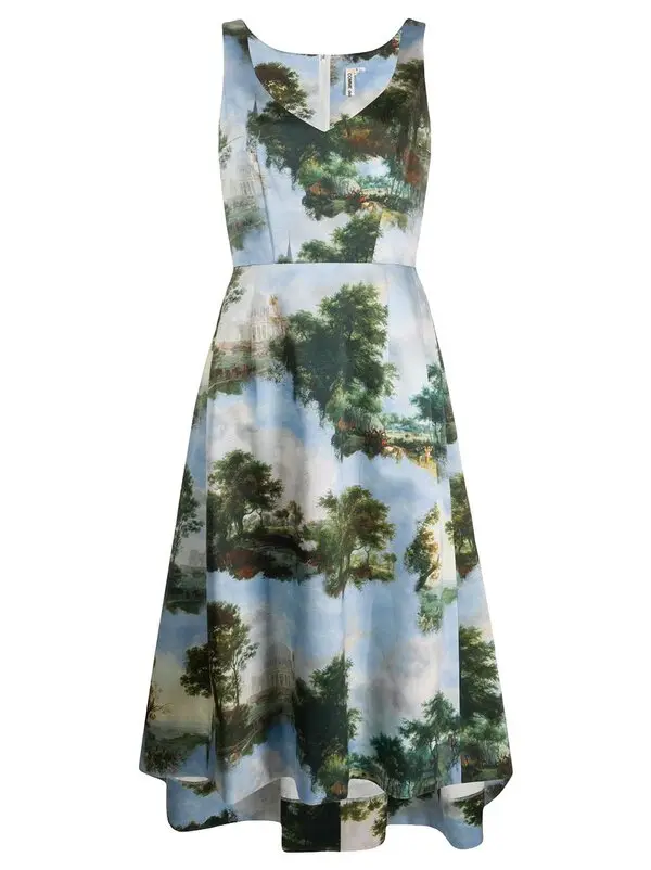 Comme Des Garçons A-line Landscape Print Dress - Blue