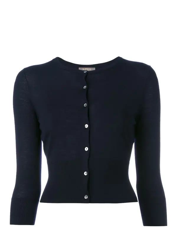 N.peal Cashmere Cropped Cardigan - Blue