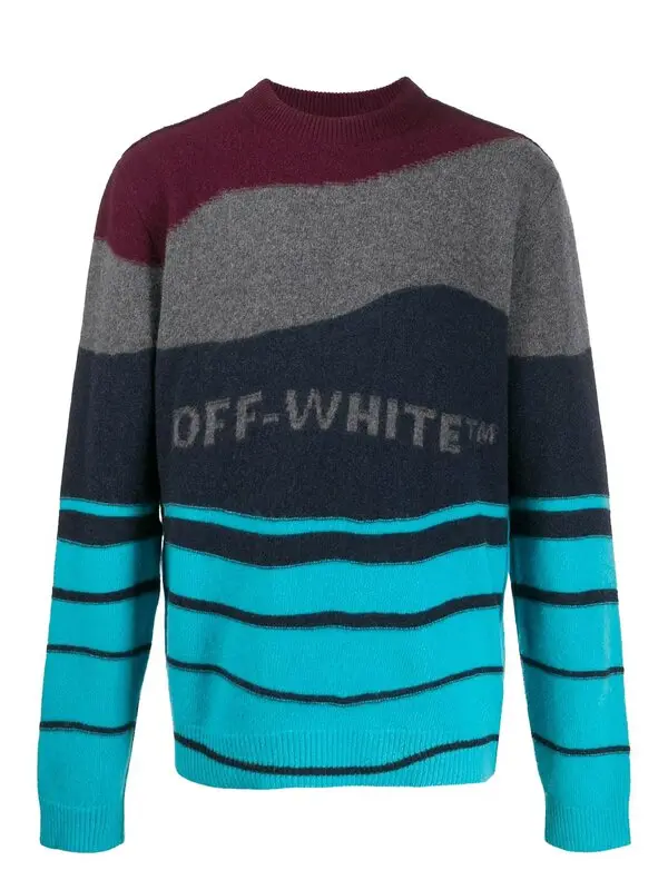 Off-White Striped Knitted Jumper - Red