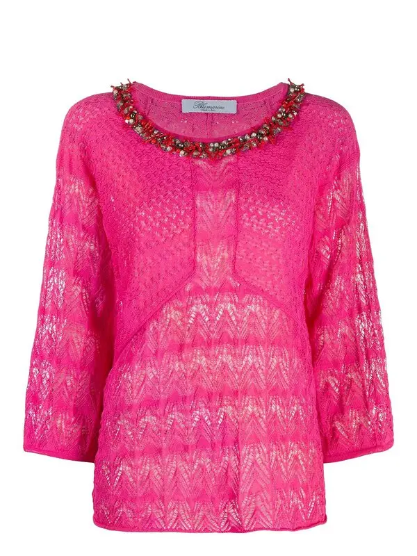 Blumarine Embellished Knit Blouse - Pink