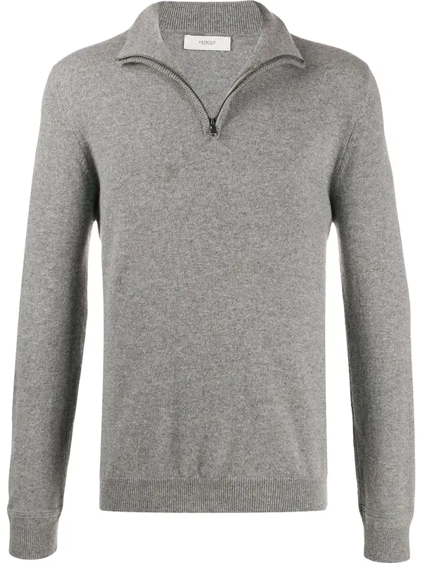Pringle Of Scotland Zipped Neck Fine Knit Jumper - Grey