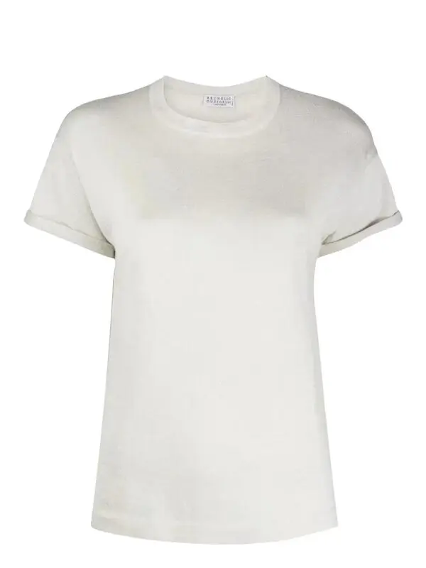 Brunello Cucinelli Silk-cashmere T-shirt - Neutrals