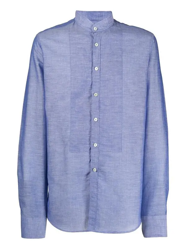 DELL'OGLIO Mandarin Collar Buttoned Shirt - Blue