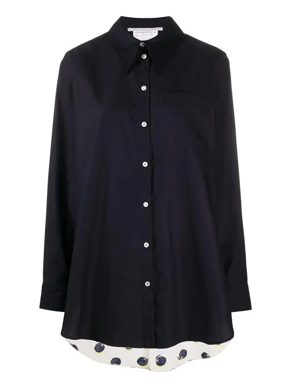 Stella McCartney Contrast Print Oversized Shirt - Blue