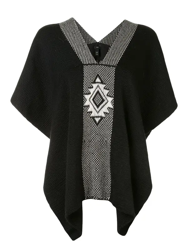 Voz Estrella Knitted Poncho - Black