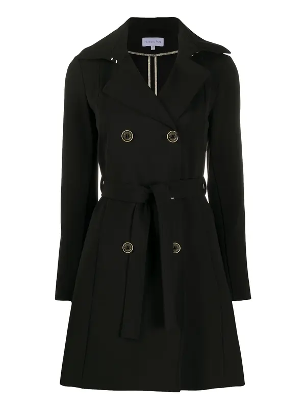 Patrizia Pepe Double Breasted Trench Coat - Black