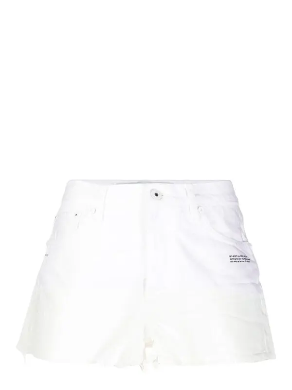 Off-White Dipped Hem Denim Shorts - White