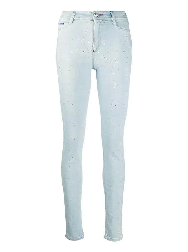 Philipp Plein High-waisted Crystal Jeggings - Blue