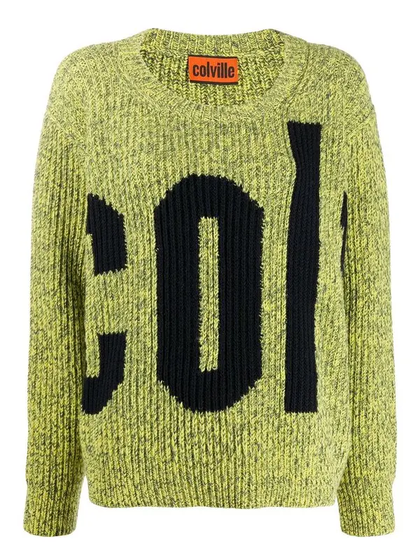 Colville Logo Ribbed Knit Jumper - Yellow
