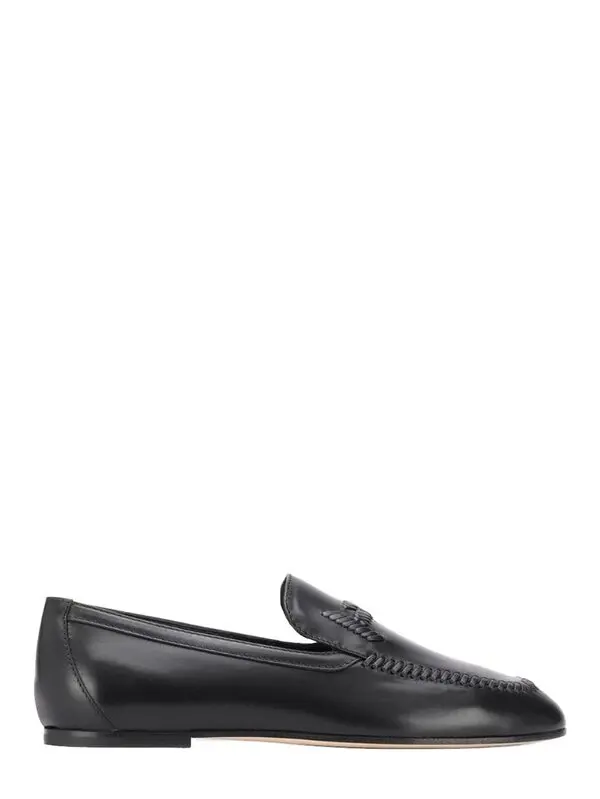 TOD'S Whipstitch Logo Loafers - Black