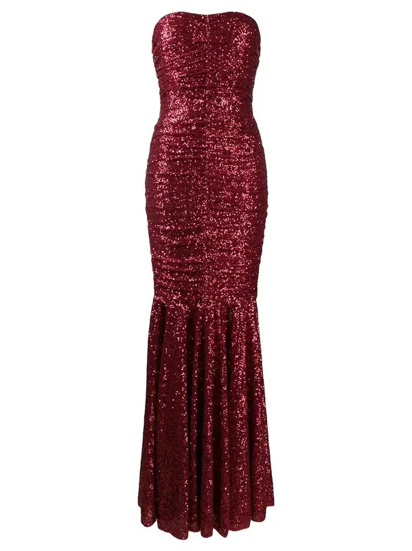 Dolce & Gabbana Sequin-embellished Draped Gown - Red