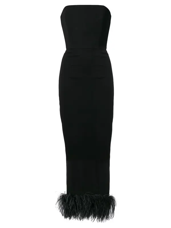 16Arlington Feather Embellished Strapless Dress - Black