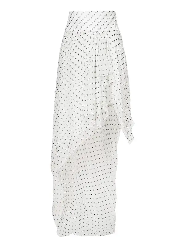 Alexandre Vauthier Spotted Asymmetric Ruffled Skirt - White