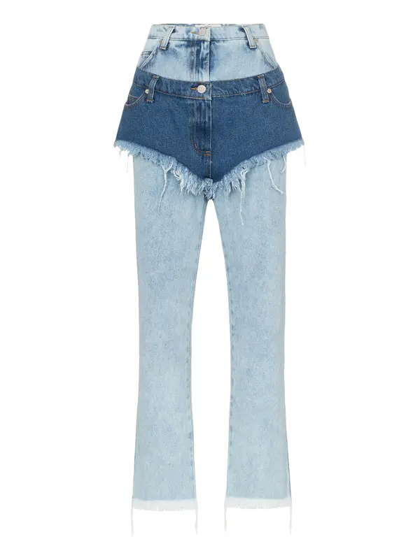 Natasha Zinko High-waist Layered Shorts Jeans - Blue
