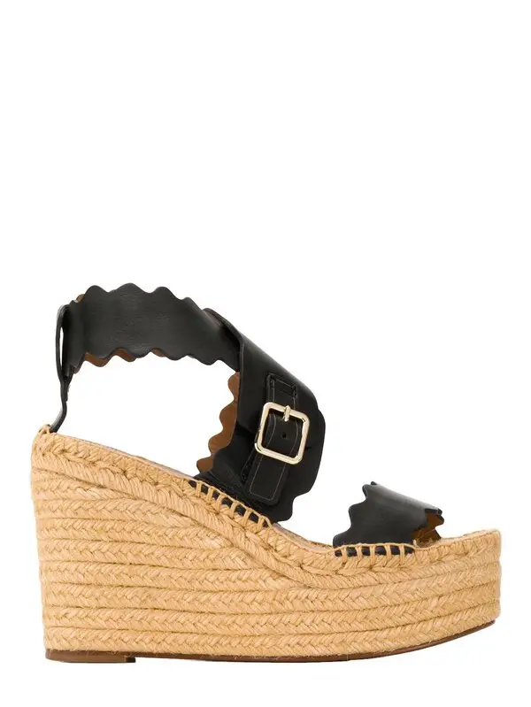 Chloé Lauren Wedge Espadrille Sandals - Black