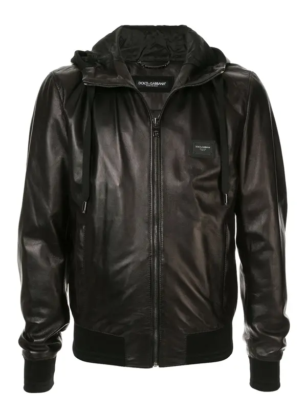 Dolce & Gabbana Logo-tag Leather Jacket - Black
